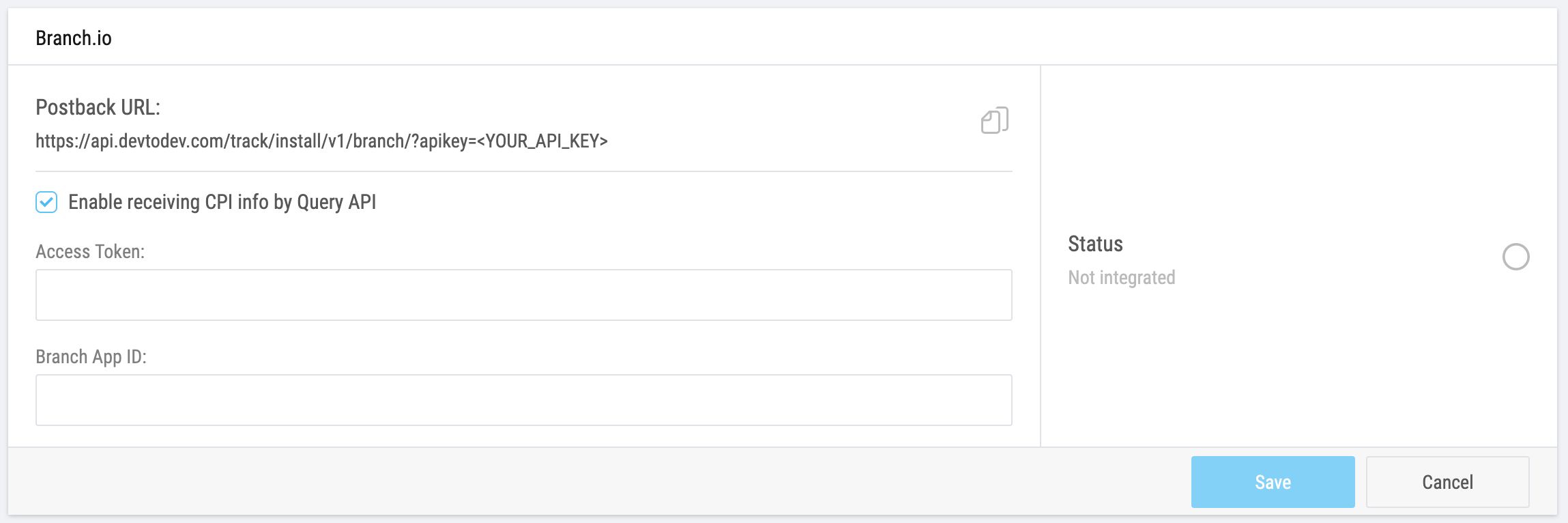 Branch.io - Documentation | devtodev
